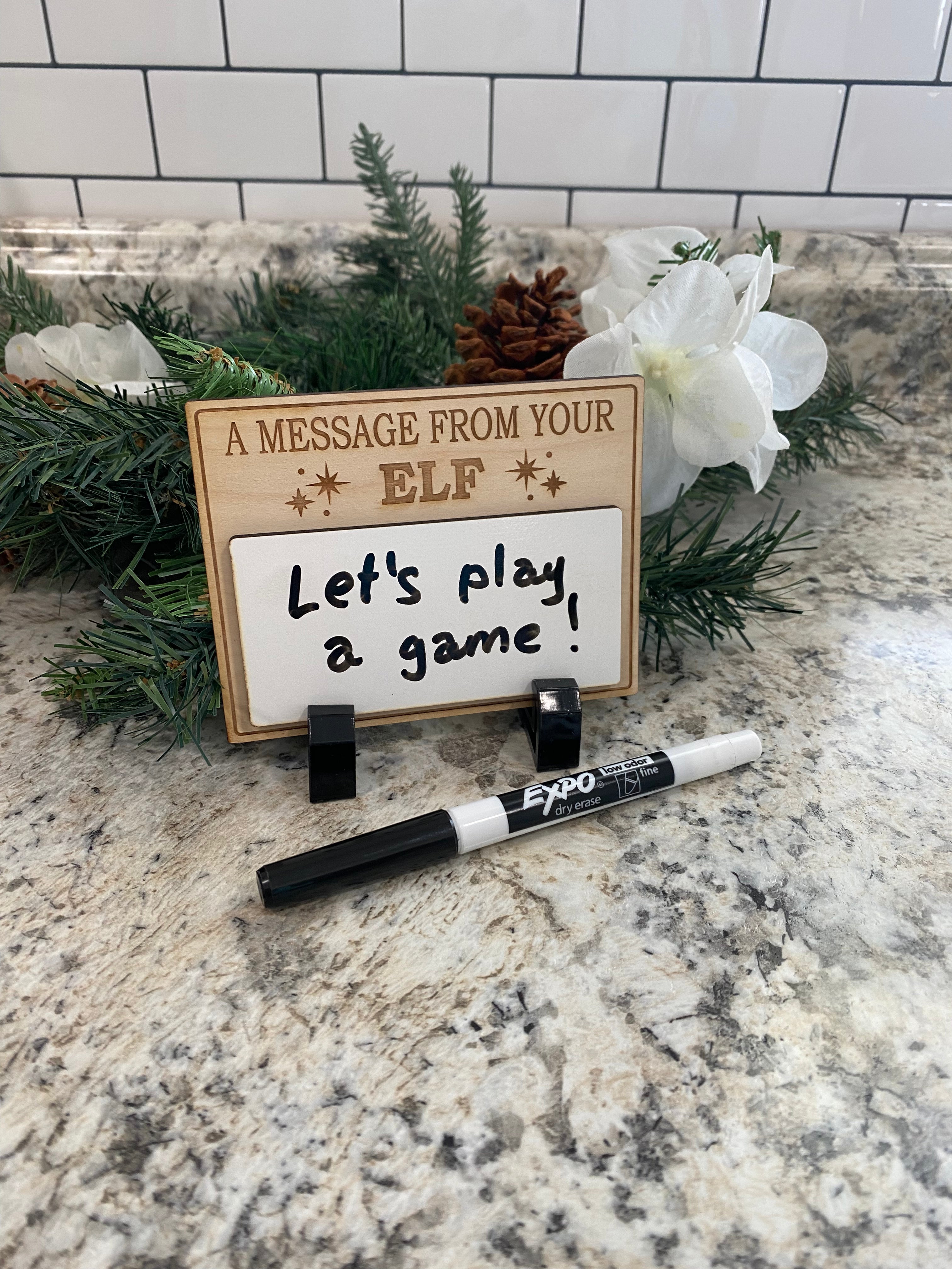 Elf Sign. A Message From Your Elf Sign. Dry Erase Elf Sign. Reusable C ...