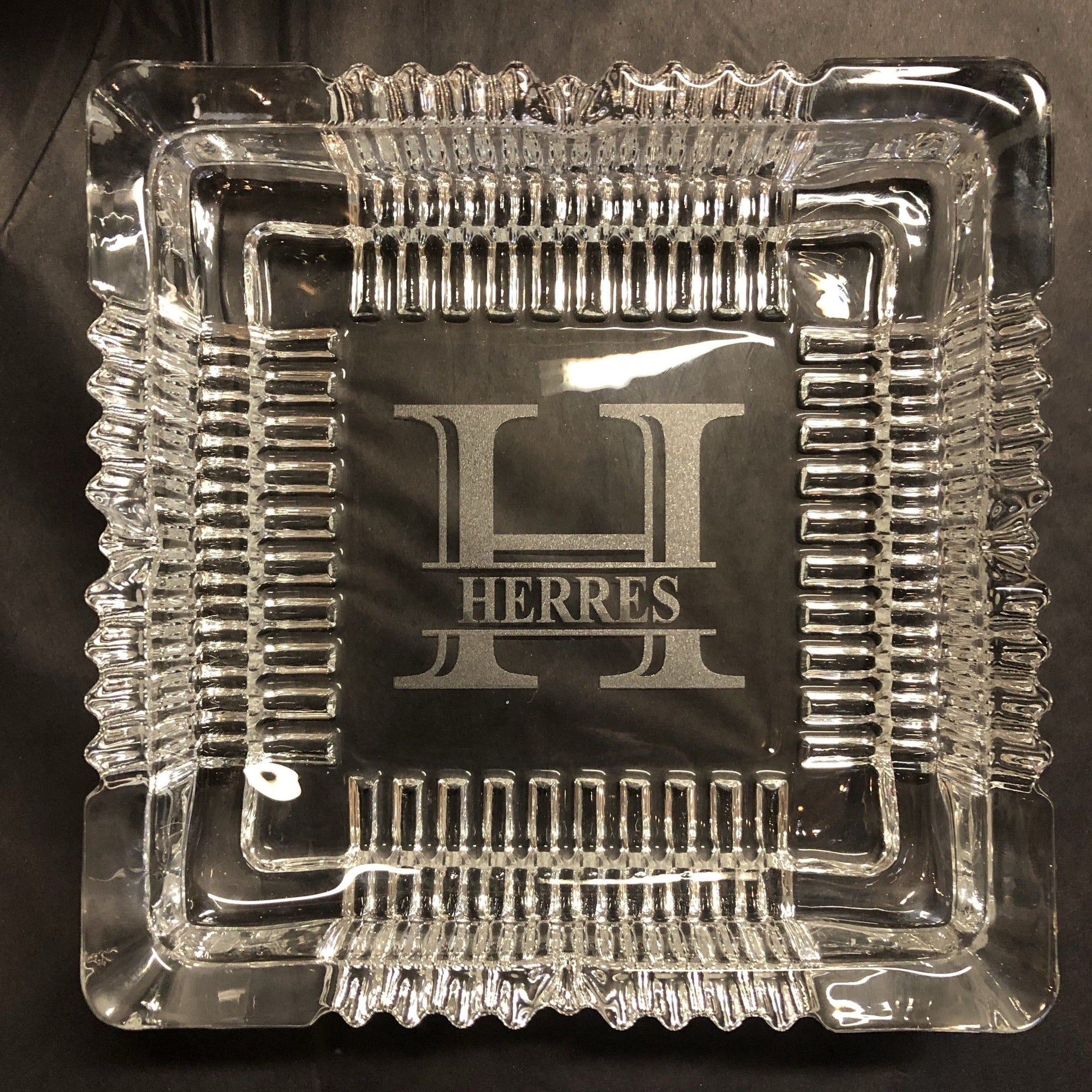 Personalized Initial Glass Ashtray. Groomsman Ashtray. Engraved Logo C ...